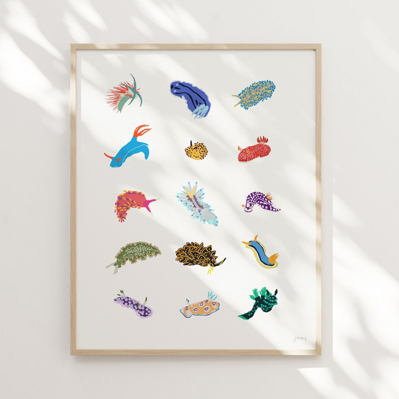 Nudibranch Sea Slugs Art Print – Signed Ocean Life Illustration by ...