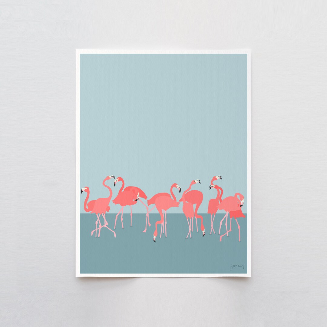 Flamboyance of Flamingos Art Print - Signed and Printed by Jorey Hurley ...