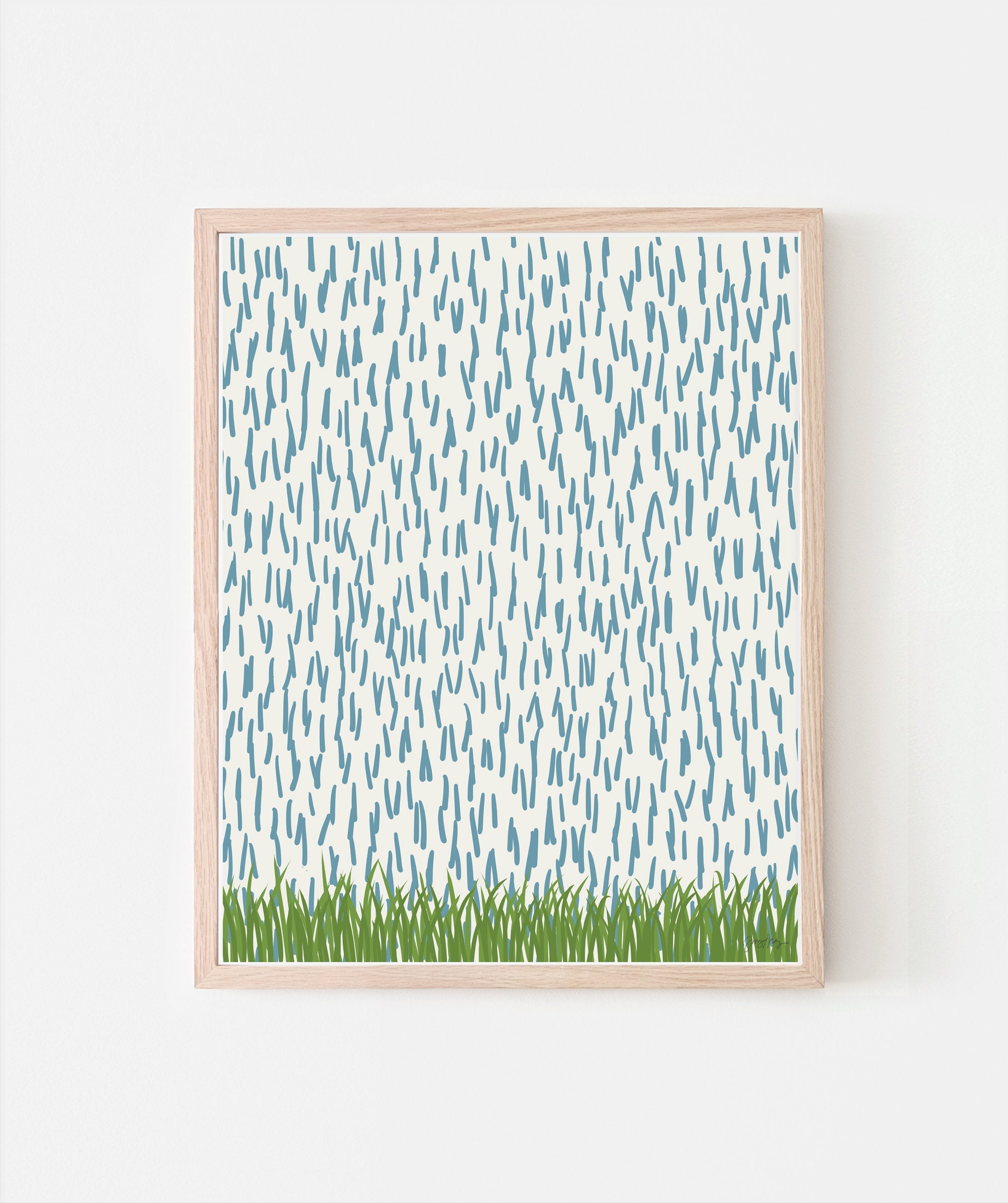 Falling Rain Print. Raindrops Art Print. Signed. Framed or Unframed ...