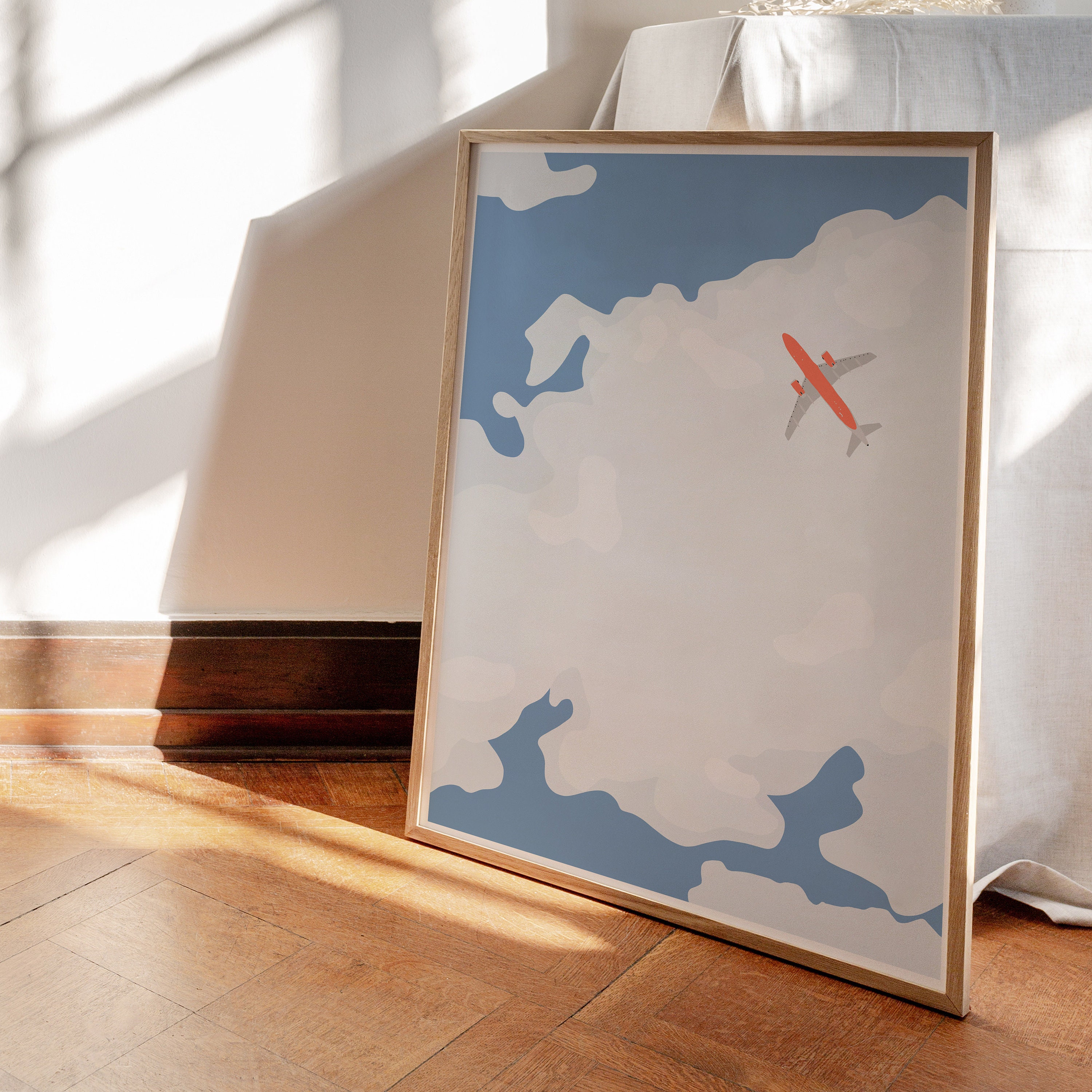 Airplane and Clouds Art Print. Framed or Unframed. Boeing 737. 140116.