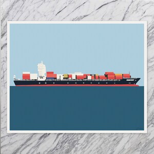 Panamax Container Ship Art Print Signed and Printed by Jorey Hurley ...