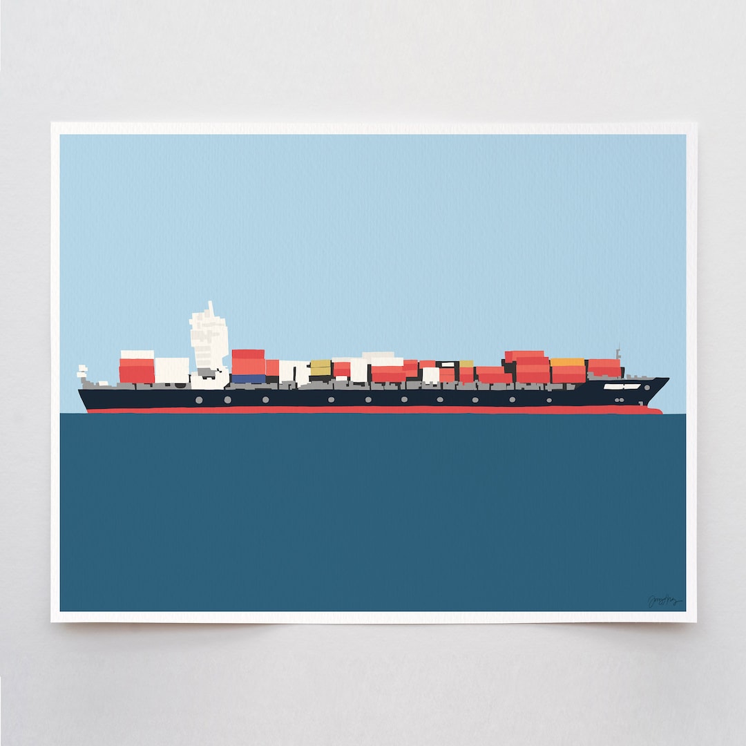 Panamax Container Ship Art Print Signed and Printed by Jorey Hurley ...