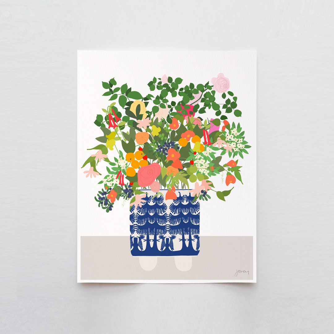 Delft Blue Vase Still Life Art Print – Signed by Jorey Hurley - Floral ...
