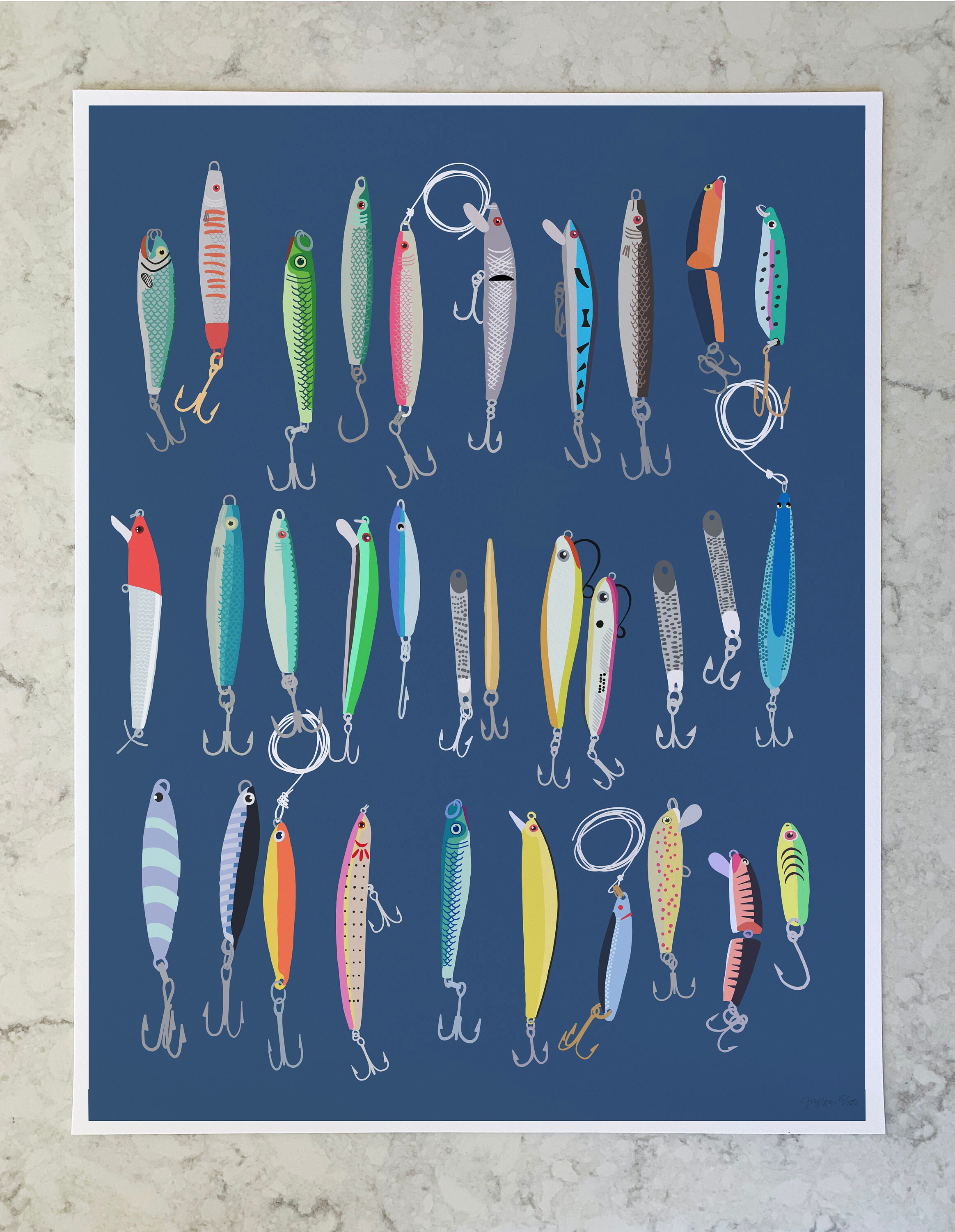Saltwater Fishing Lures Art. Signed Print. Framed or Unframed. Gift ...
