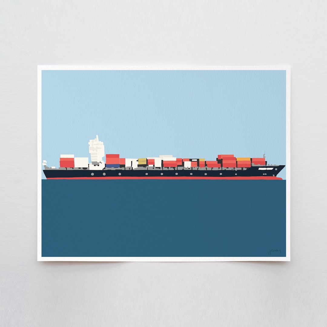 Cargo Ship Art Print - Signed and Printed by Jorey Hurley - Unframed or ...