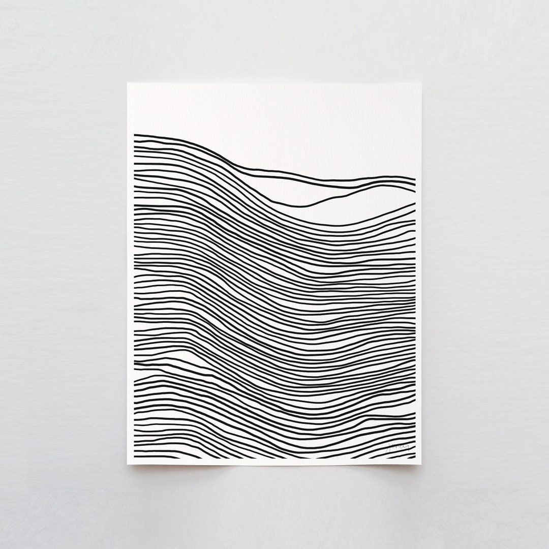 Black Striped Abstract Landscape Art Print - Signed and Printed by ...