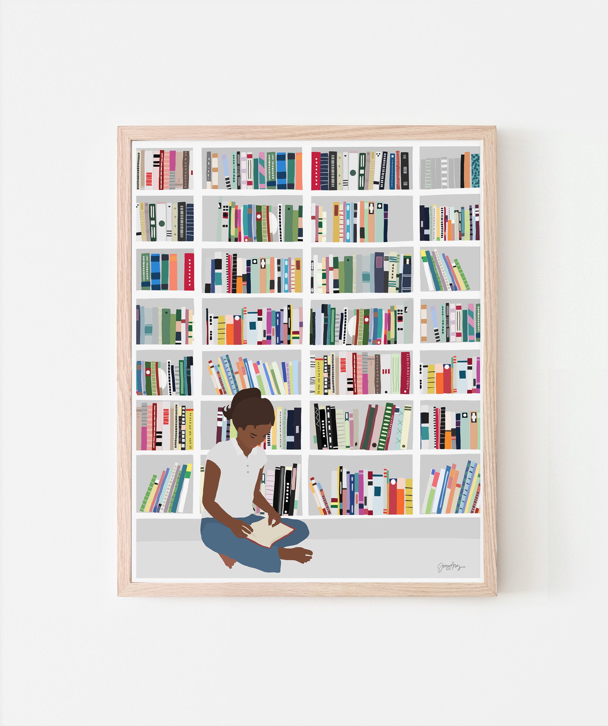 Bookworm Art Print. Signed. Available Framed or Unframed. Gift. 200721.