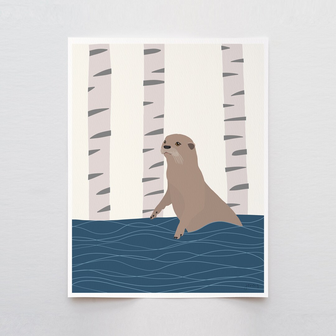 River Otter Art Print Signed and Printed by the Artist Framed or ...