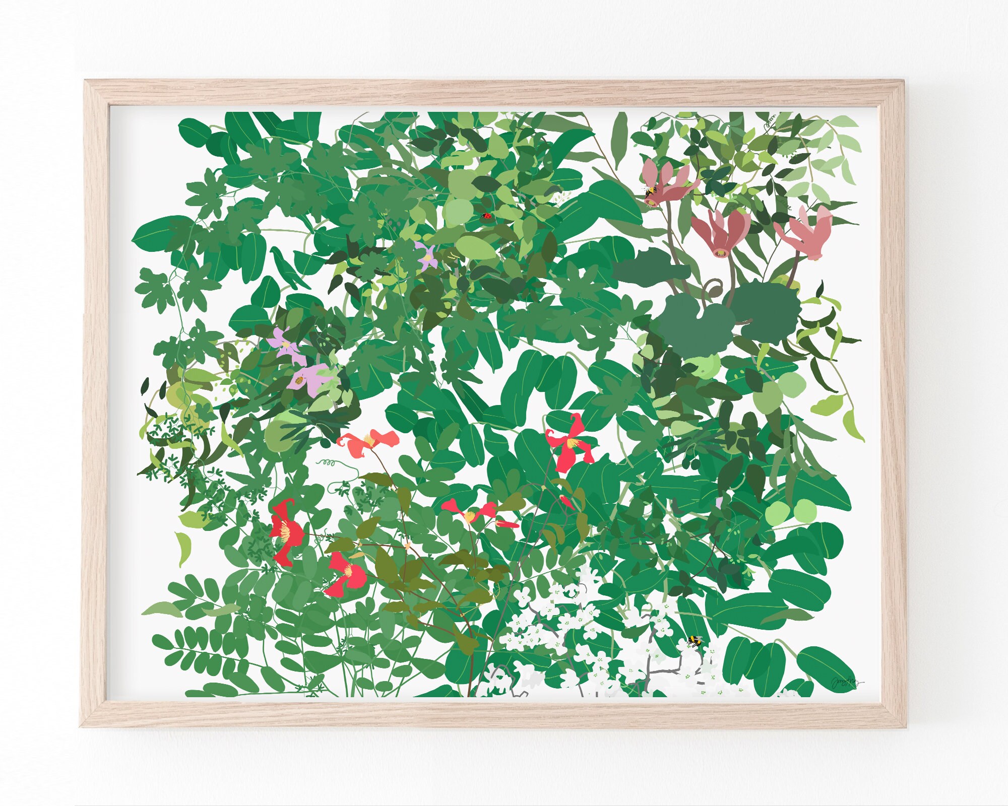 Leaves, Vines, and Flowers - Printed and Signed by the Artist - Framed ...