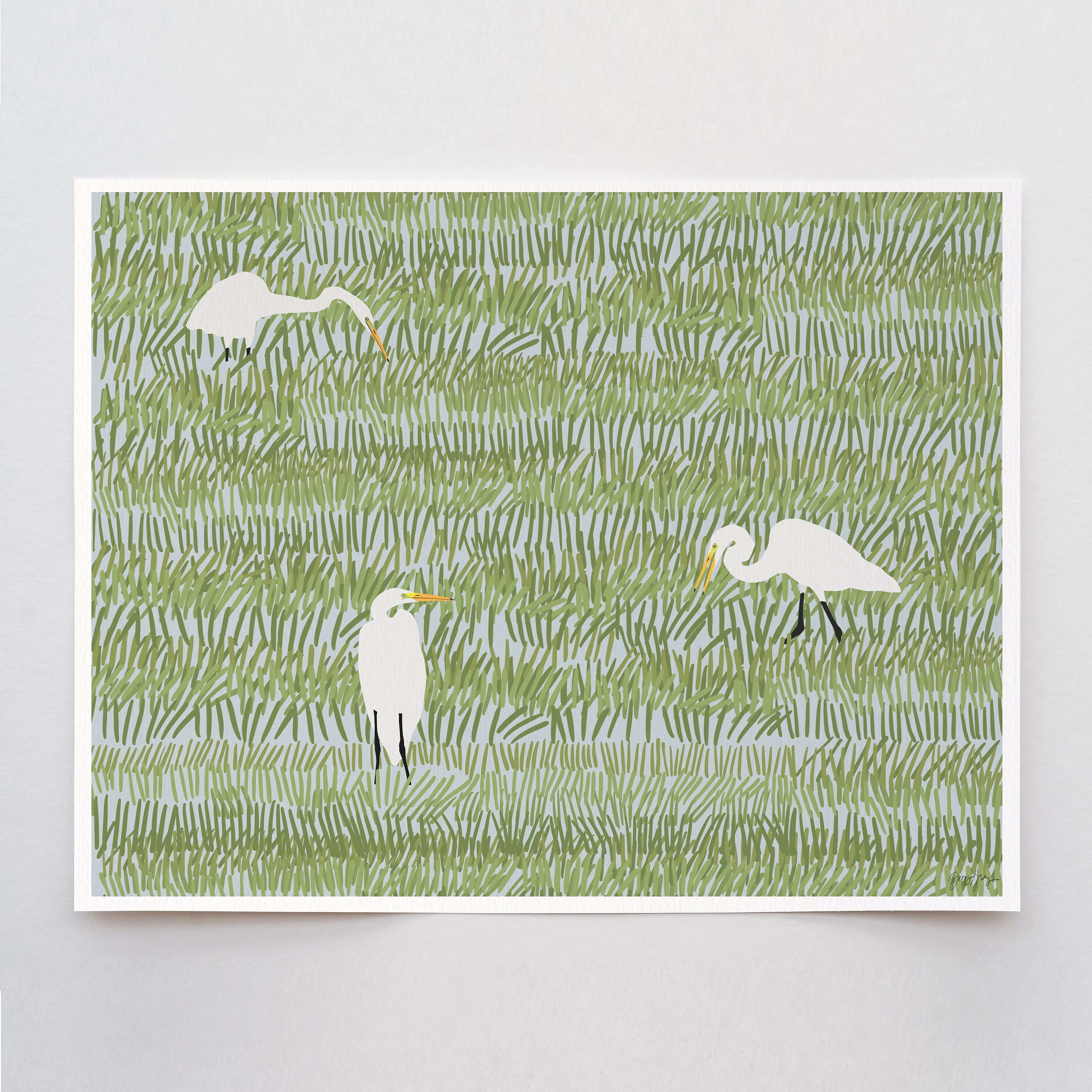 Great Egrets Art Print - Signed and Printed by Jorey Hurley - Unframed ...