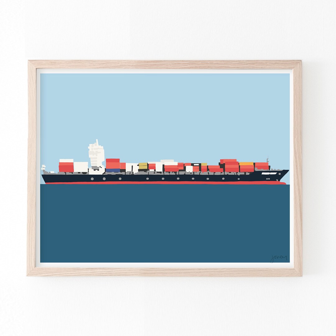 Container Ship Art Print Signed and Printed by the Artist - Etsy
