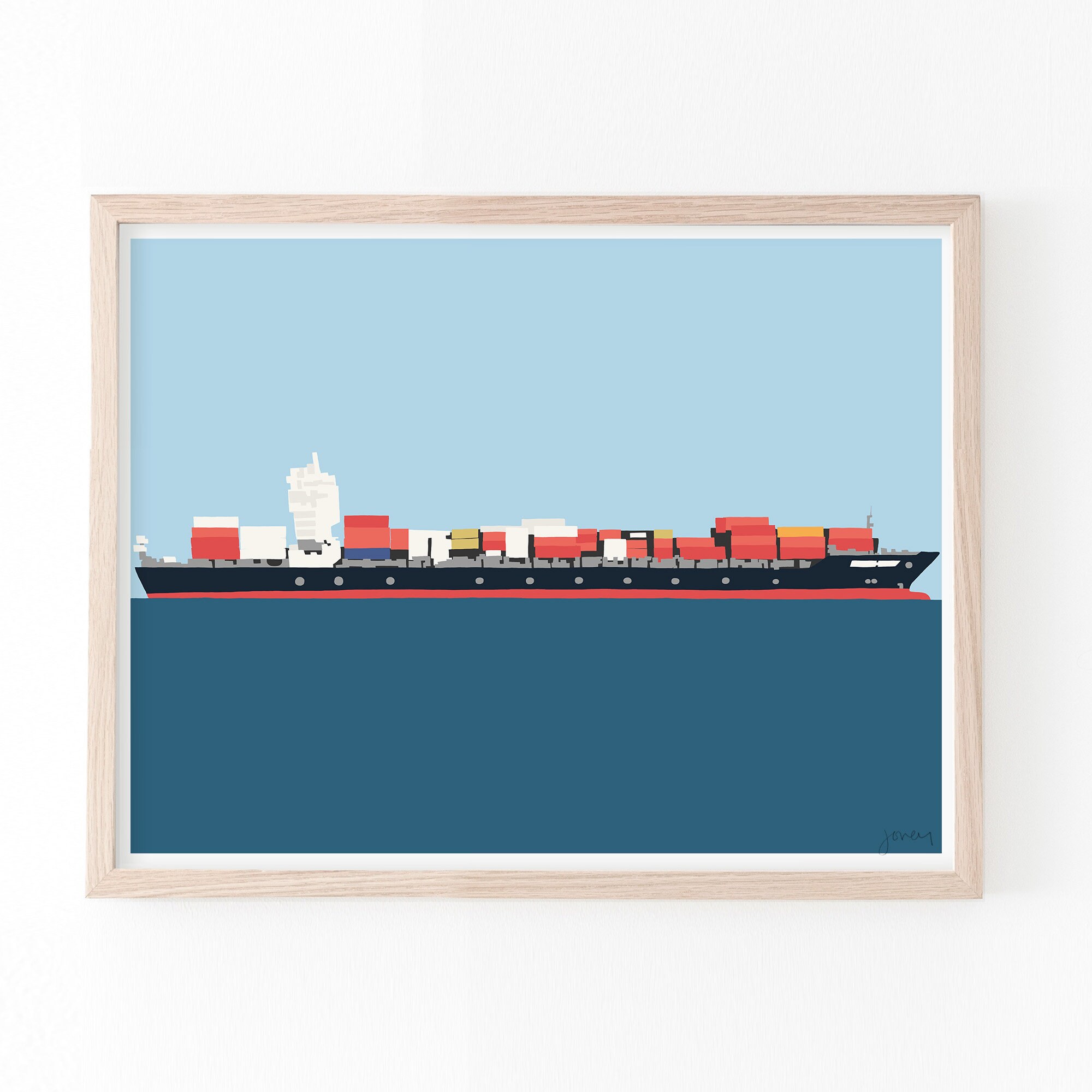 Container Ship Art Print - Signed and Printed by the Artist - Framed or ...