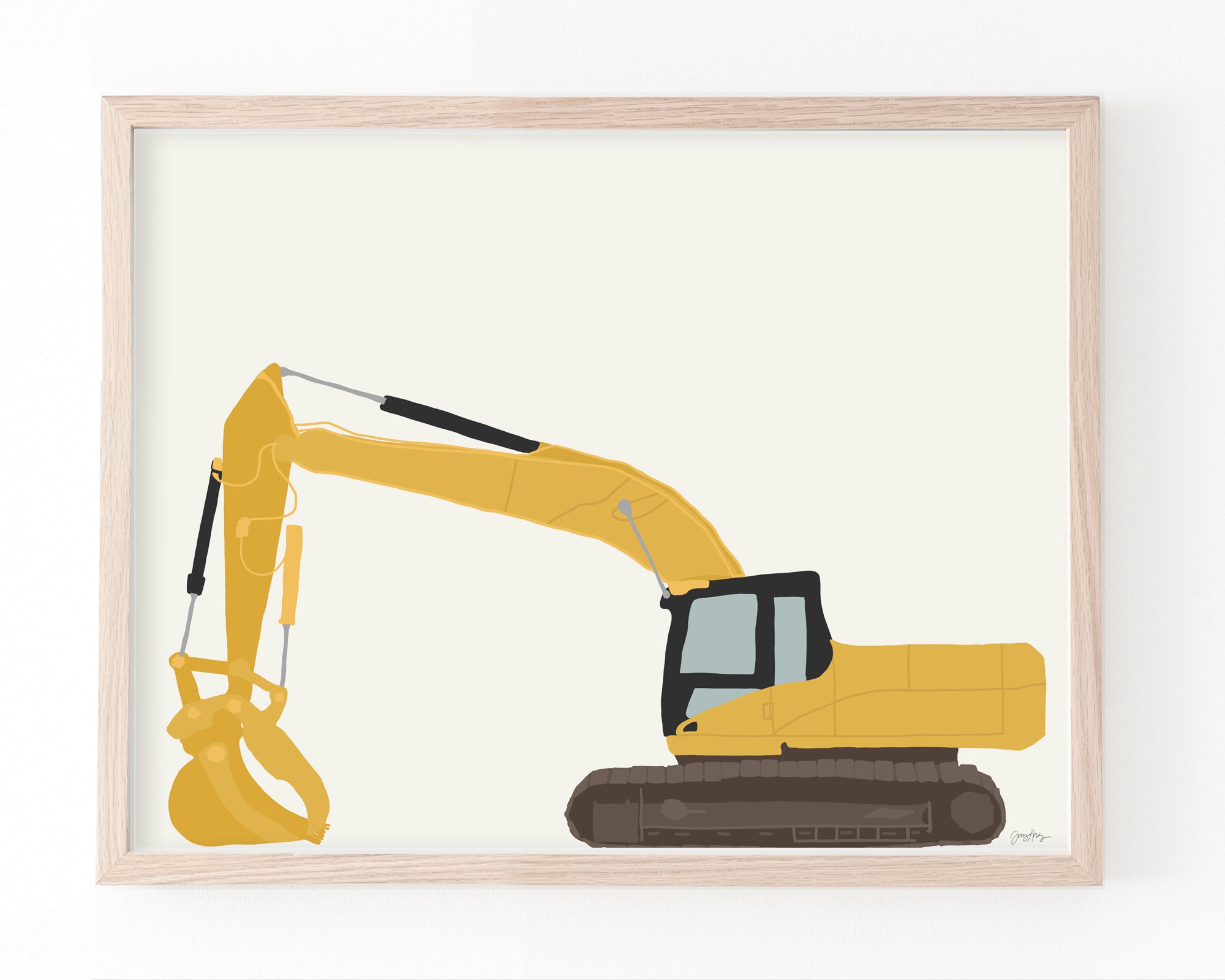 Construction Excavator Art Print. Available Framed or Unframed. 141212.
