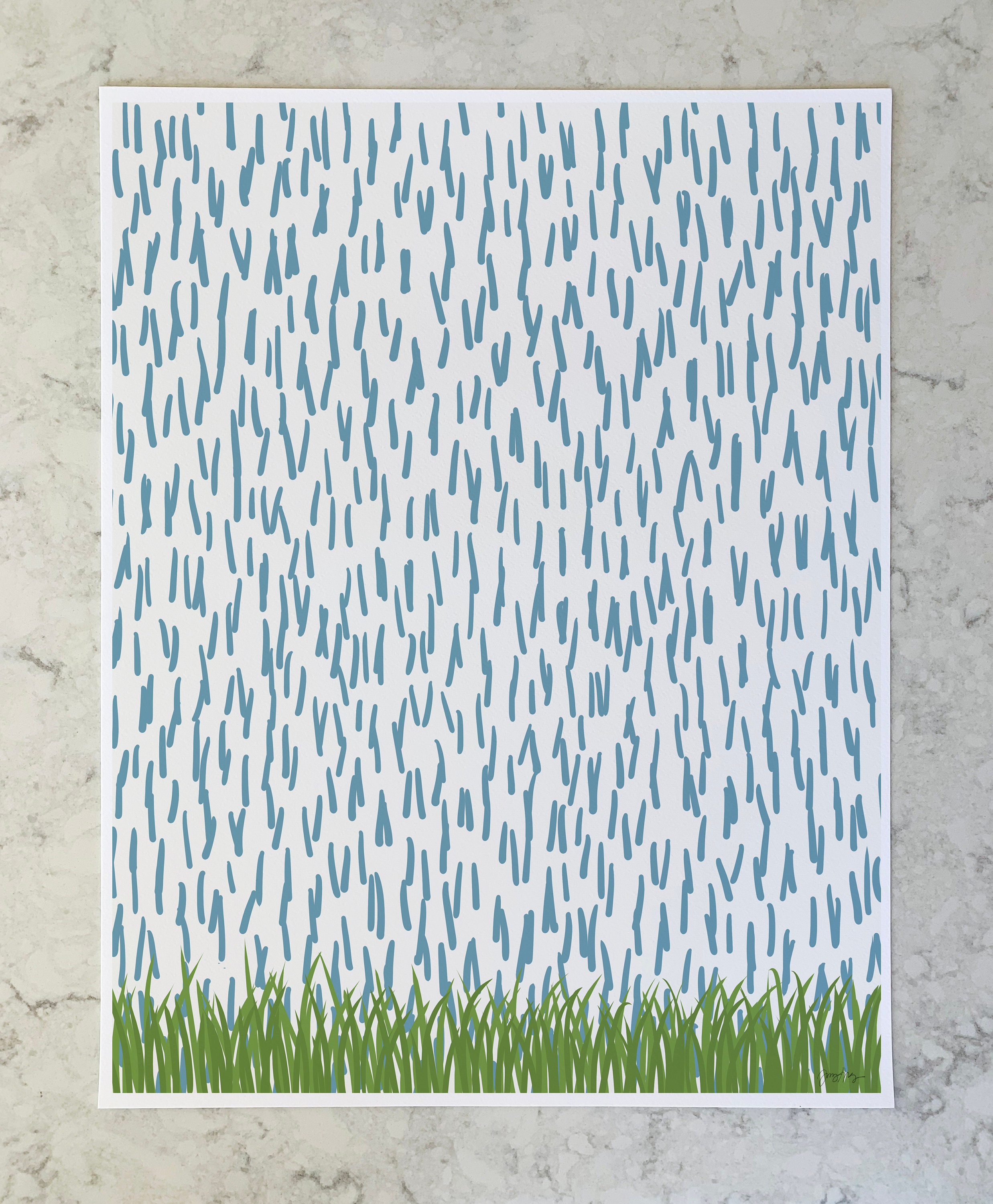 Falling Rain Print. Raindrops Art Print. Signed. Framed or Unframed ...