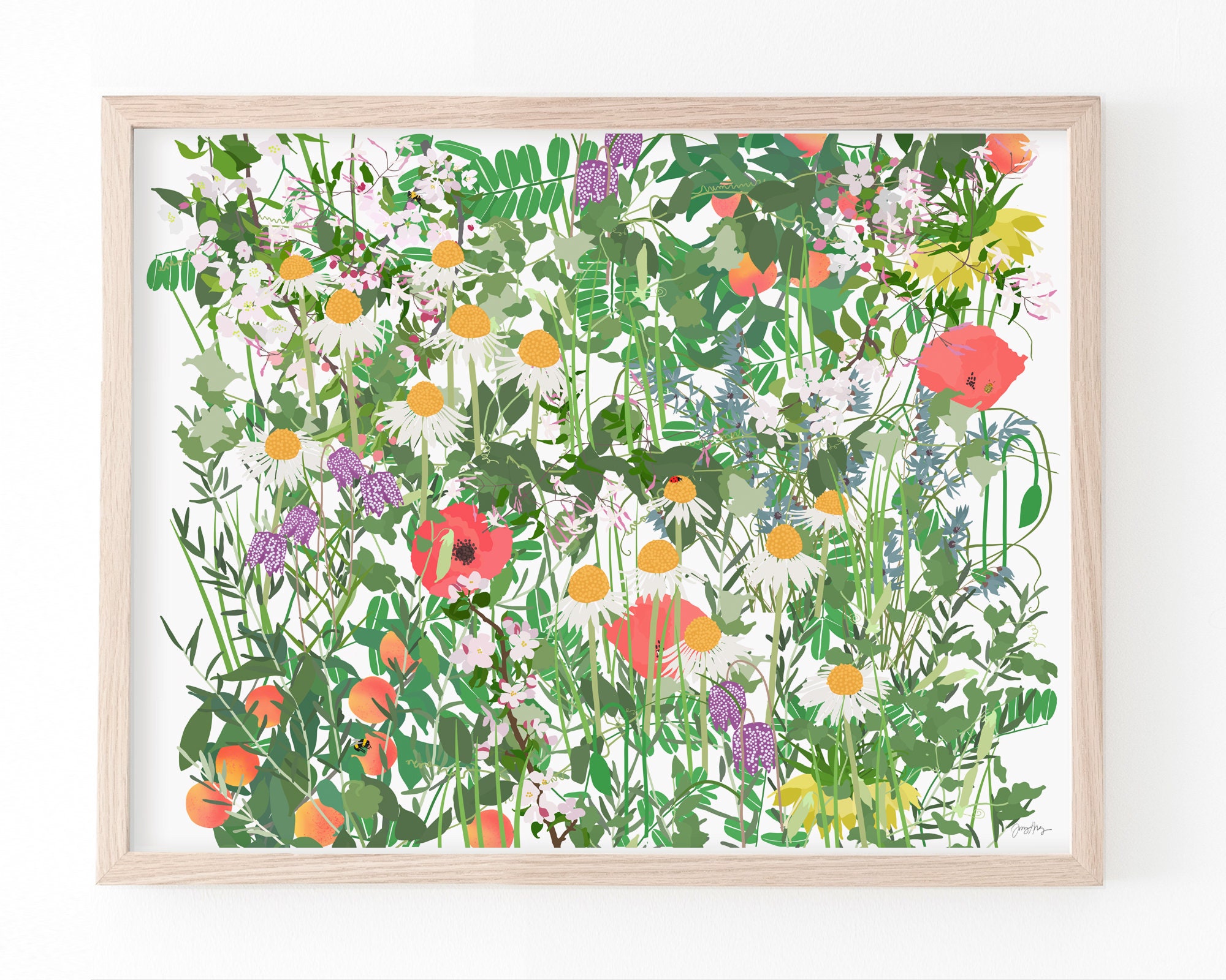 Mille Fleur Art Print. Available Framed or Unframed. Multiple Sizes ...