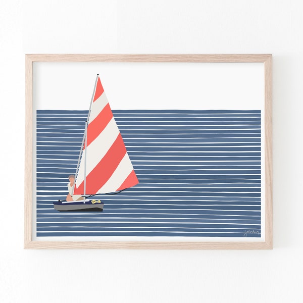 Sunfish Sailing Print - Etsy