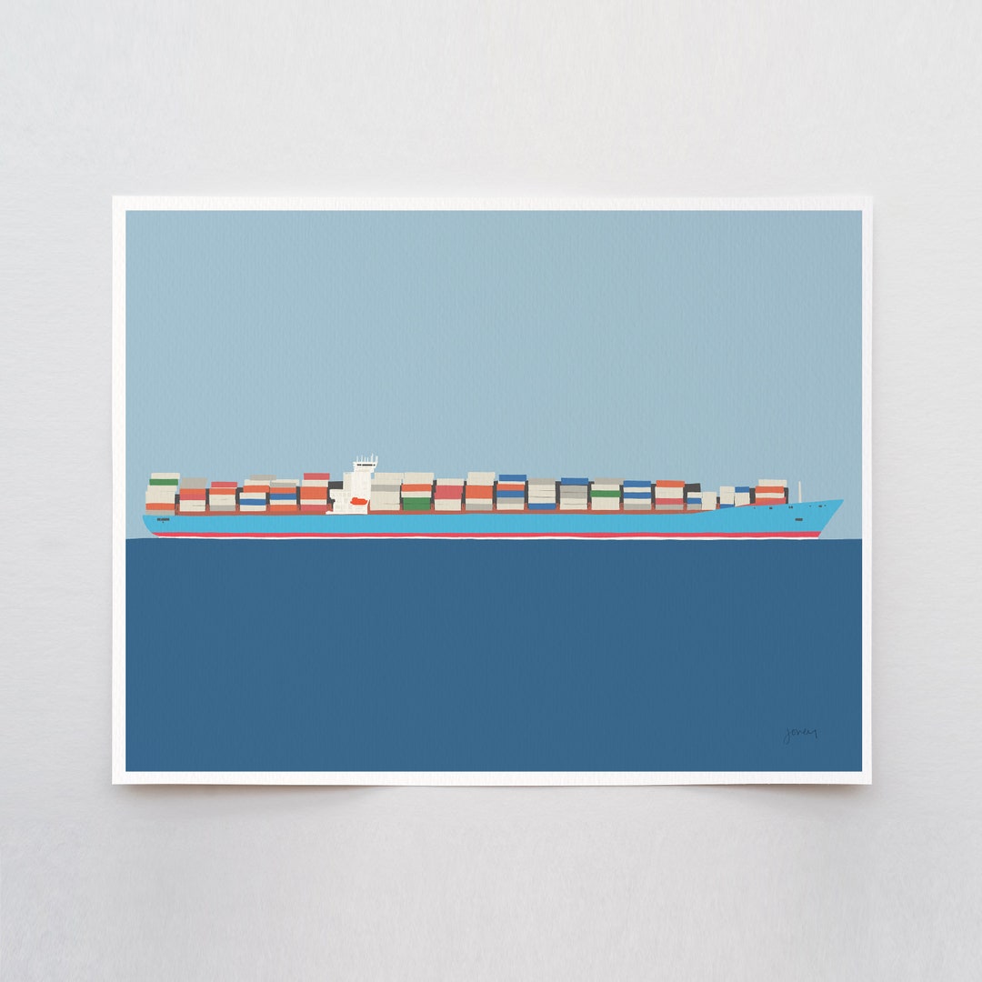 Container Ship Art Print Signed and Printed by Jorey Hurley Unframed or ...