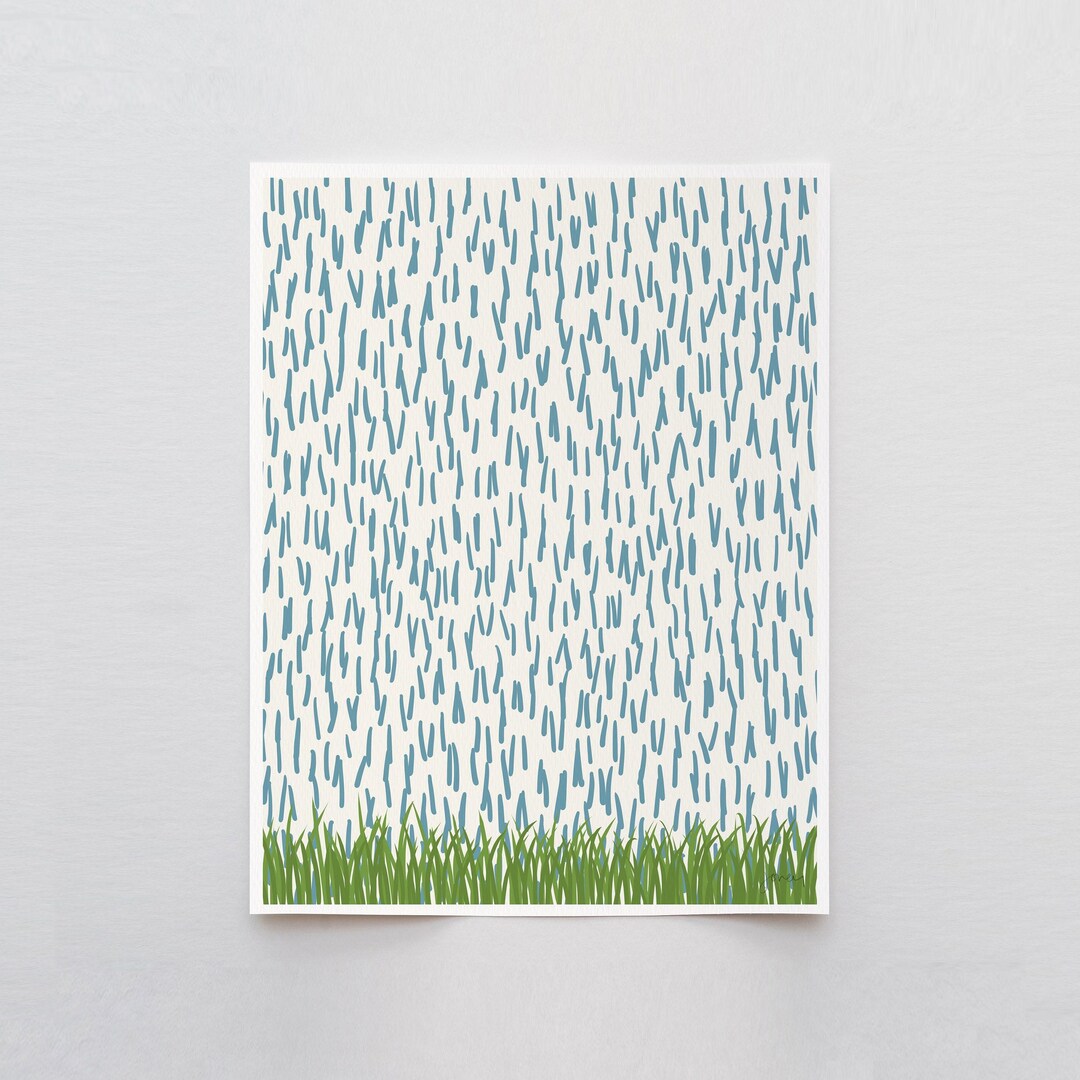 Spring Rain Art Print - Minimalist Nature Wall Art - Signed by Jorey ...