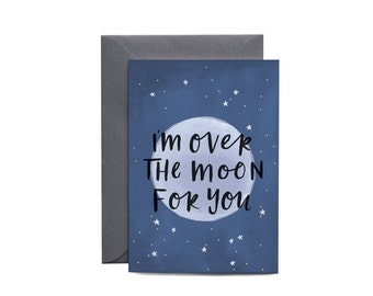 Moon greeting card | Etsy