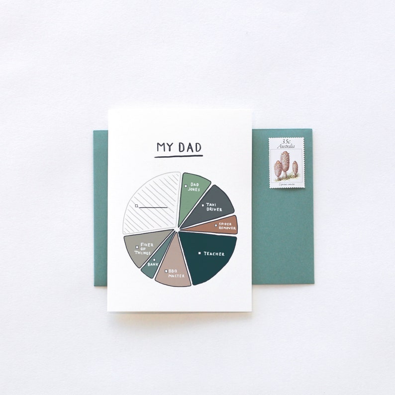 My Dad A Pie Chart Illustrated FATHER'S DAY Greeting - Etsy