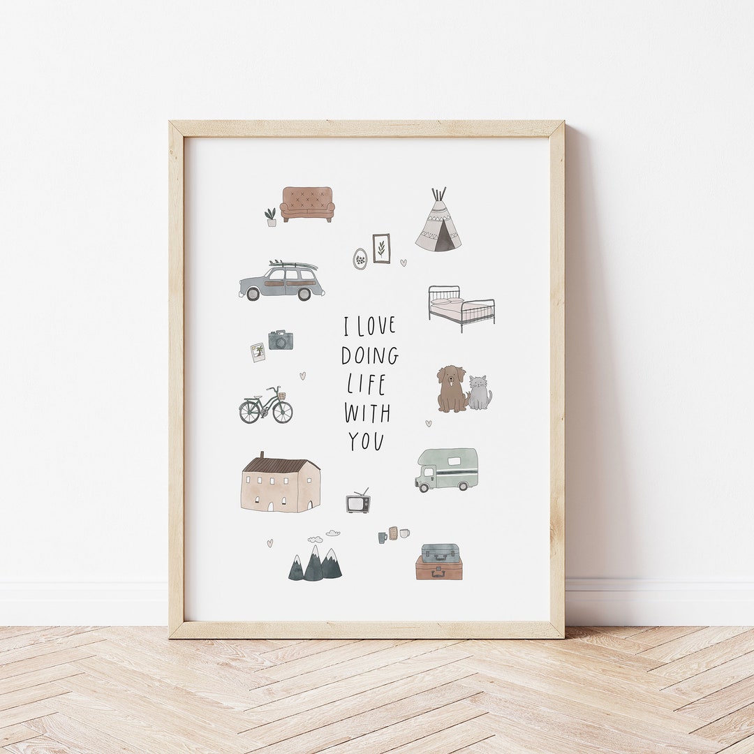 I LOVE Doing Life With You Illustrated Art Print - Etsy