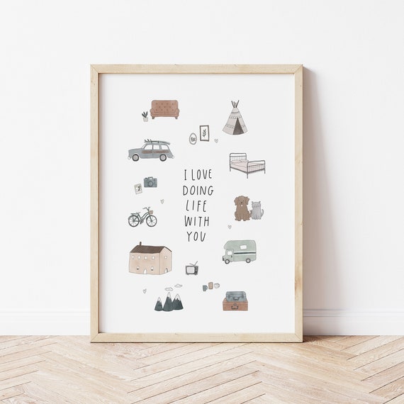 I LOVE Doing Life With You Illustrated Art Print - Etsy