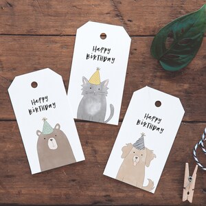 Set of 5 Illustrated GIFT TAG Set, Shaped Tag, Paper Gift Tags ...