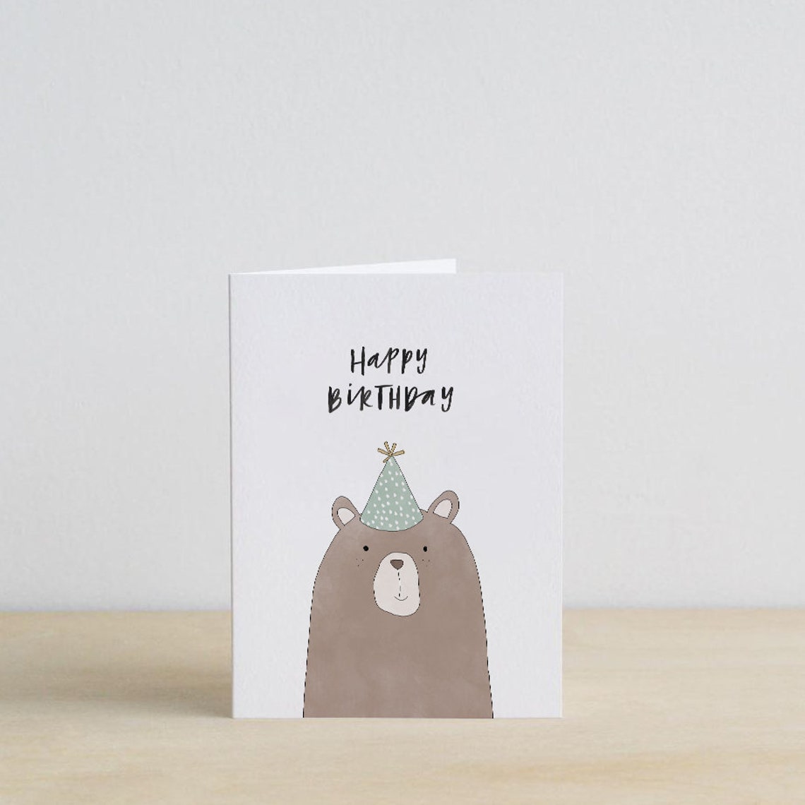 Cute Birthday Bear Illustration Greeting Card | Etsy