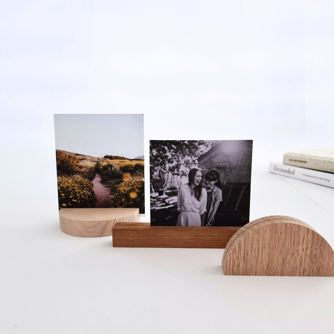 LARGE SET of 3 Timber Photo Stand, Wooden Picture Holder, Wooden Card ...