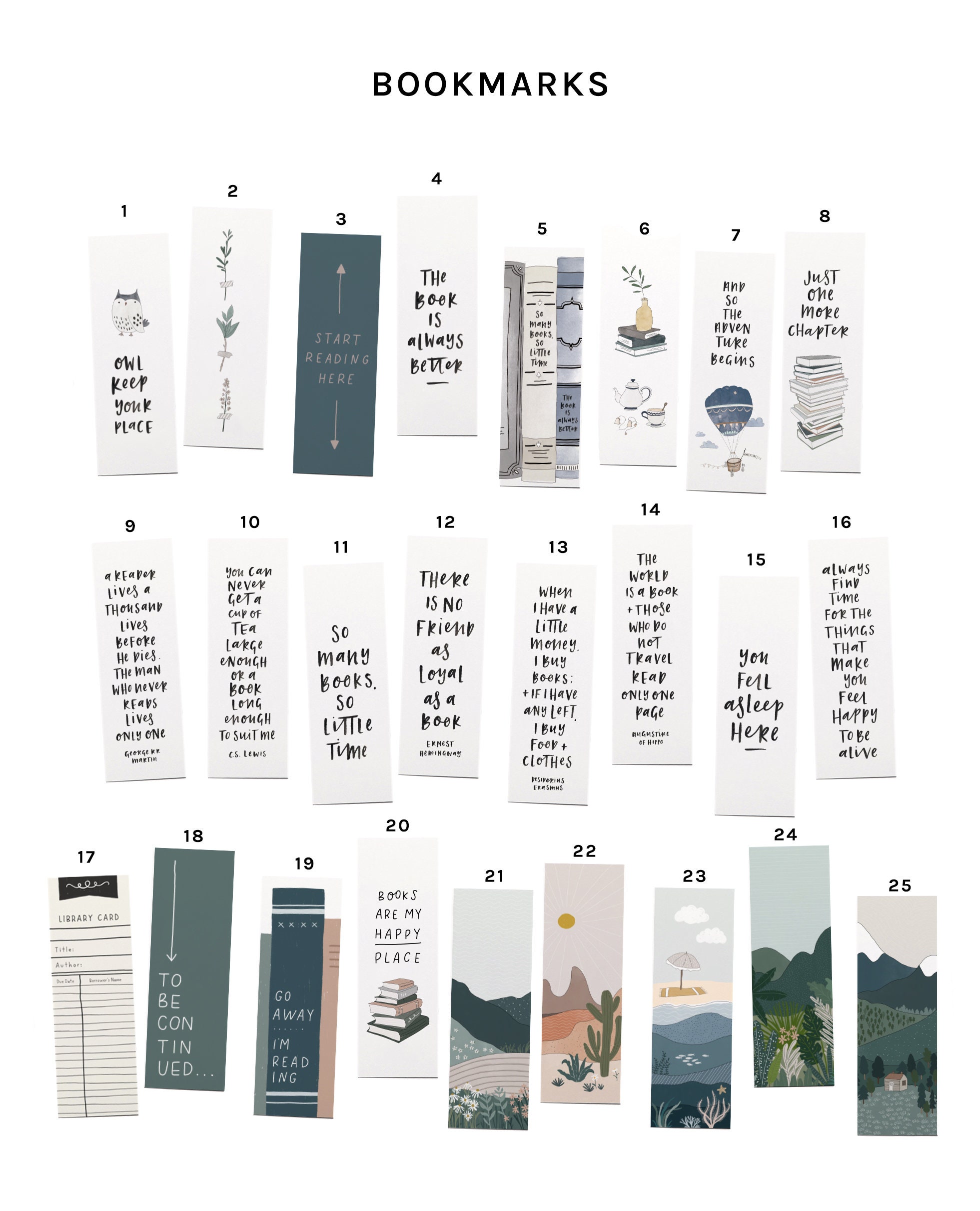 Bookmark Set of 5 - Etsy UK