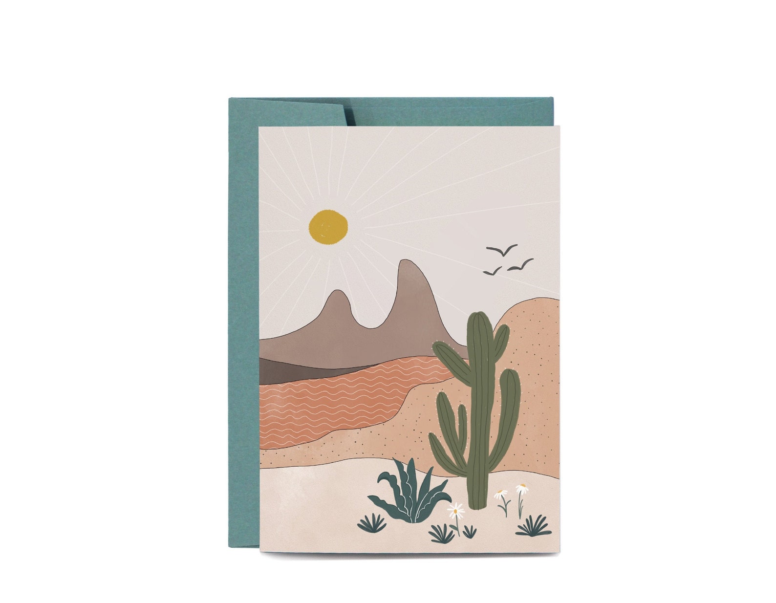 Landscape DESERT Palm Springs Illustration Greeting Card - Etsy