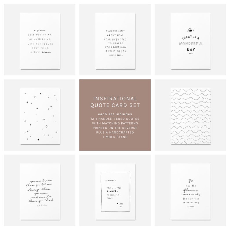 Inspirational Quote Card Set and Wooden Stand Affirmation - Etsy