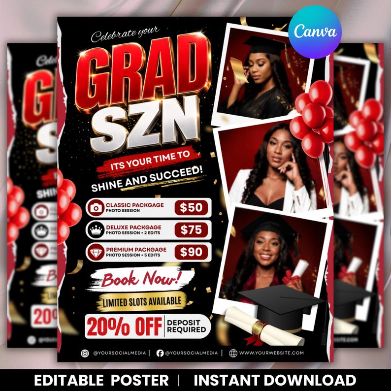 Grad Szn 2026 Booking Flyer Template, Nail Hair Lash Deals (digital ...