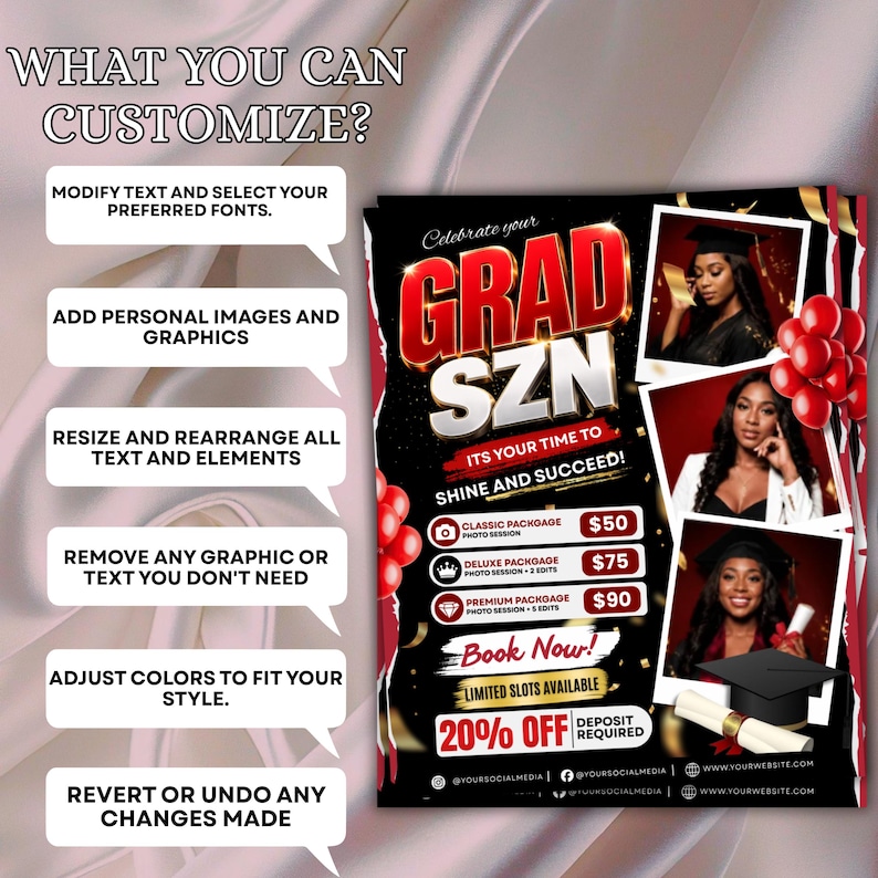 Grad Szn 2026 Booking Flyer Template, Nail Hair Lash Deals (digital ...