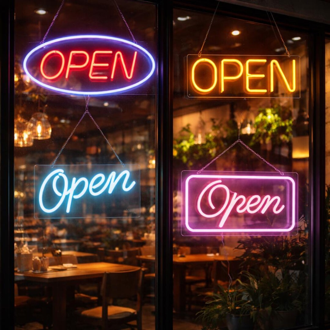 Custom Open Neon Sign, Modern Open Sign, Open Led Light up Sign ...