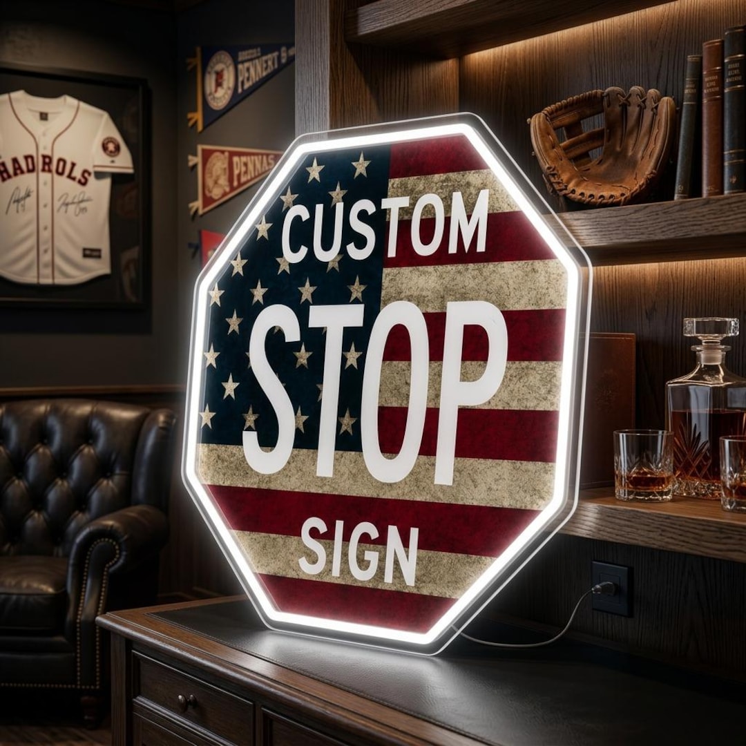 Personalized Stop Neon Sign, Custom Traffic Stop Sign, Personalized ...