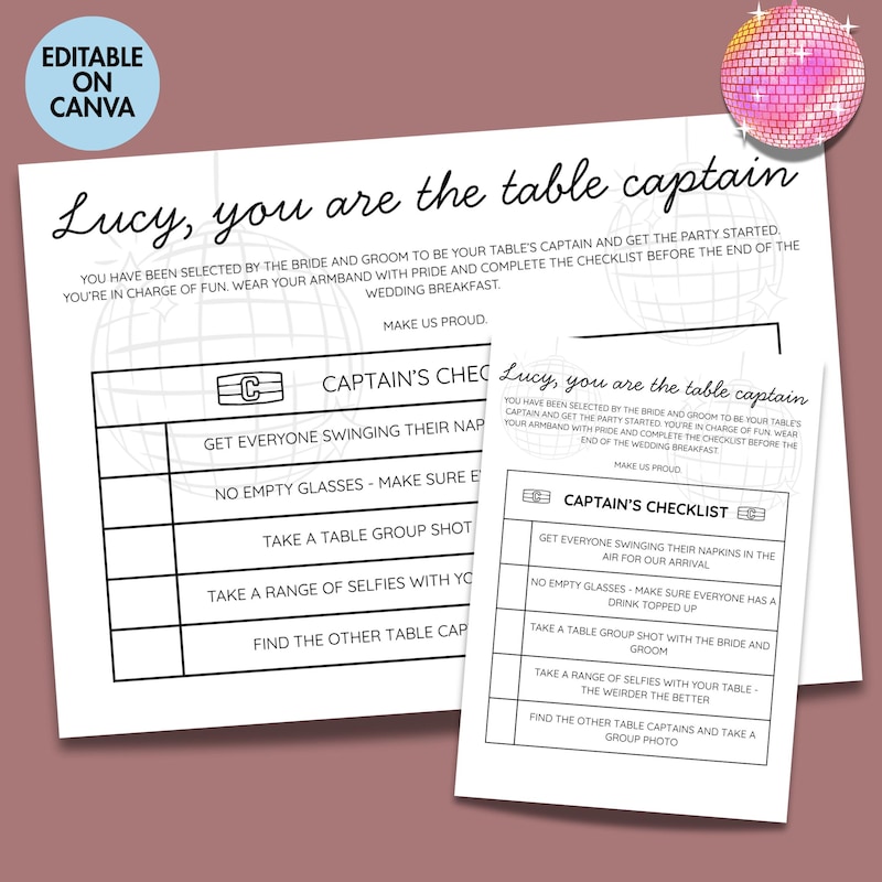 Table Captain Wedding Game - Etsy UK