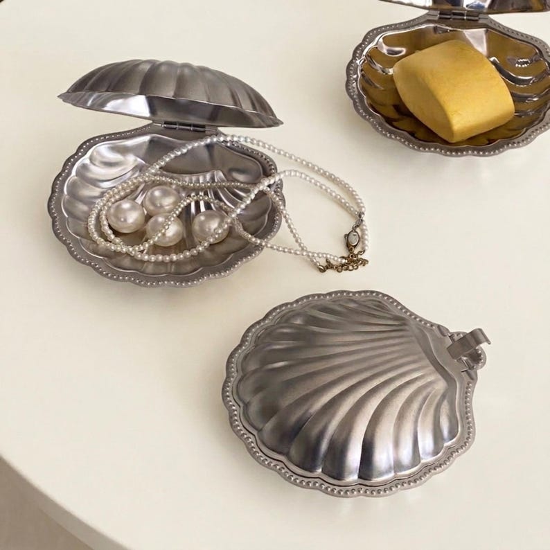 Vintage French Scallop Shell Dish: Stainless Steel Clamshell Trinket ...