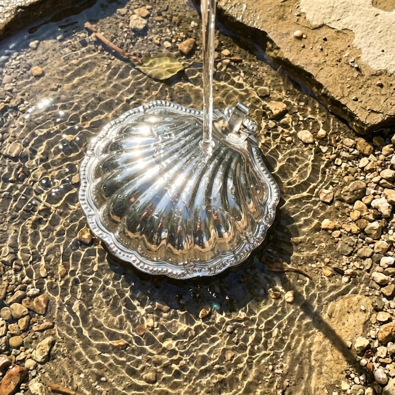 Vintage French Scallop Shell Dish: Stainless Steel Clamshell Trinket ...