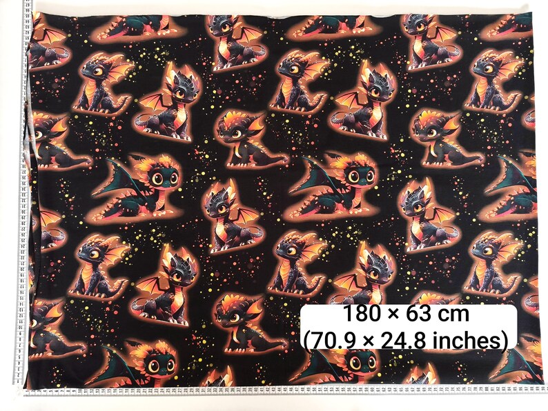 Dragon Jersey Knit Fabric – Fantasy Cotton Lycra for Kids, Gamer Boys ...
