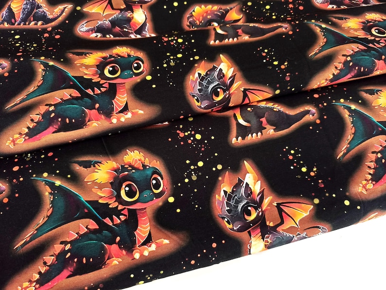 Dragon Jersey Knit Fabric – Fantasy Cotton Lycra for Kids, Gamer Boys ...