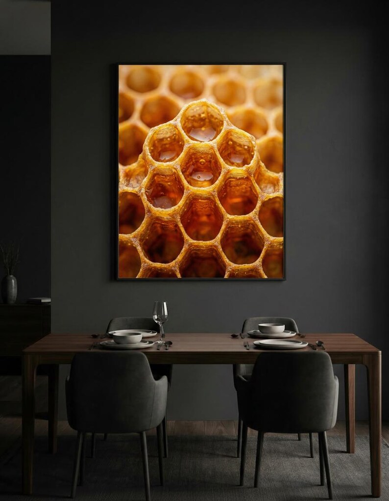 Honeycomb Macro Wall Art Print – Golden Honey Texture Photography ...