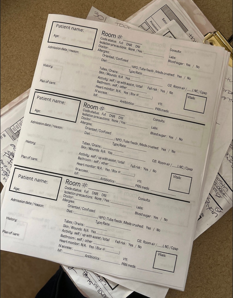 Med Surg/ Tele/ Ortho Nurse Patient Report Sheet - Etsy