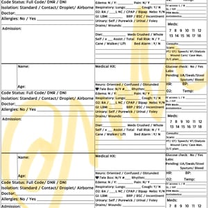Bedside Nurse Report Sheet - Etsy