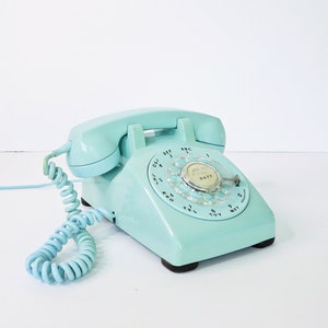 Retro Western Electric Aqua Blue Rotary Dial Phone, Vintage Bell ...
