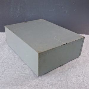 Industrial Metal Card File Box, Gray Two Drawer Stacking, Art Steel ...