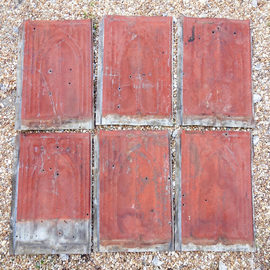 Vintage Metal Roof Tin Embossed Red Roofing Shingle - Etsy