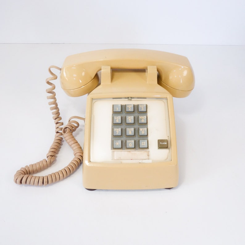 Your Choice Vintage Touch Tone Desk Phone, Retro Beige Push Button ...