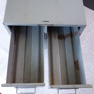 Industrial Metal Card File Box, Gray Two Drawer Stacking, Art Steel ...