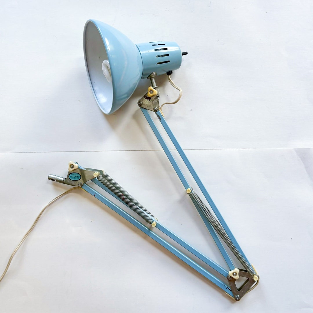 Vintage Architect Lamp, Mid Century Baby Blue Articulating Swing Arm ...